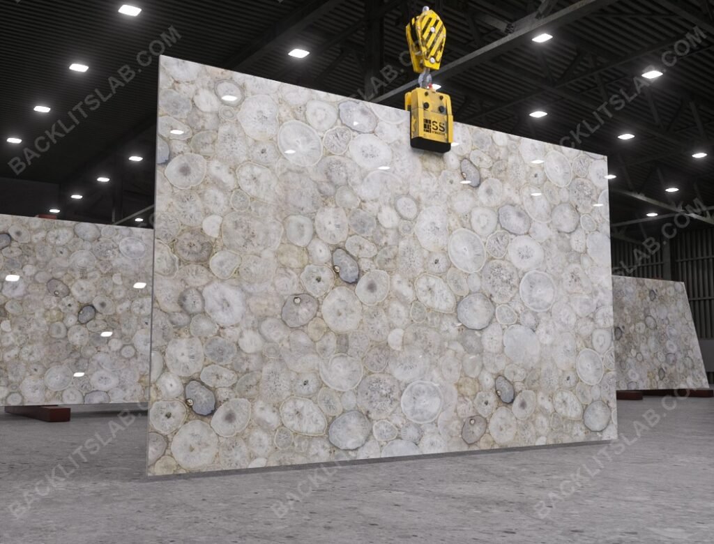 White Agate Backlit Slab | Top Quality White Geode Backlit Slab