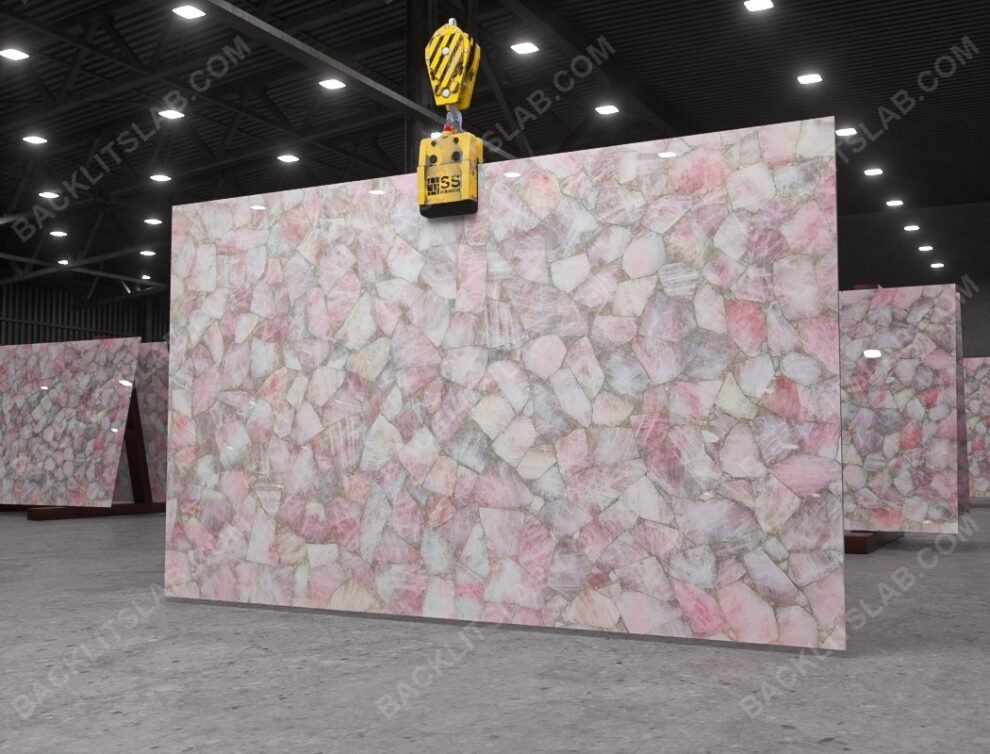Pink Rose Quartz Backlit Slab - Buy Online - Translucent Pink