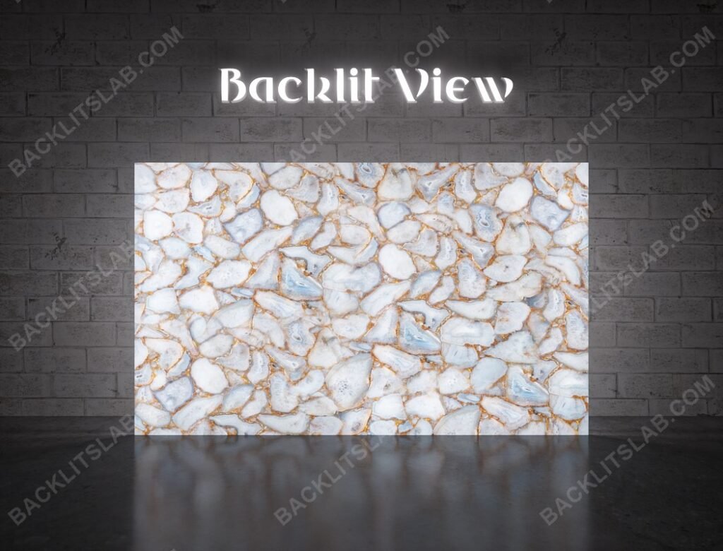 White Agate Golden Fill Backlit Slab - Buy Online - Luxury Interior